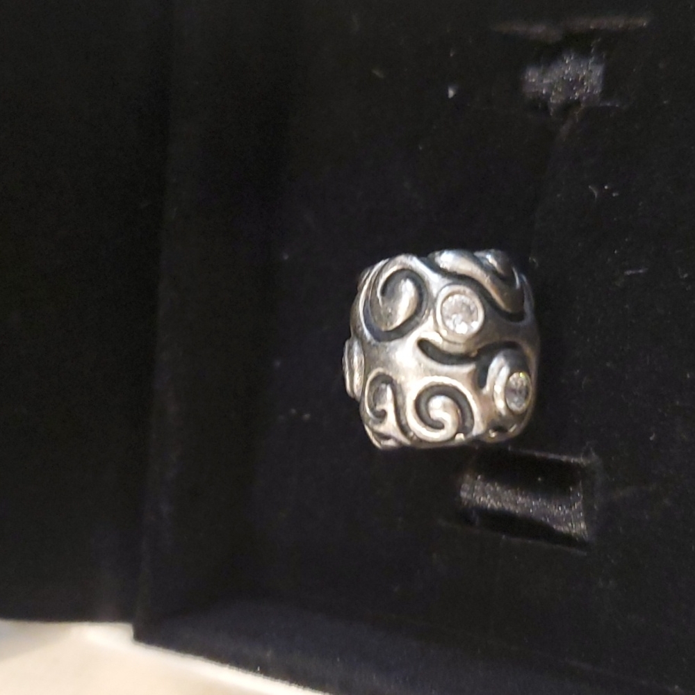 Authentic Pandora Sterling Silver And Diamond Charm. - Gem